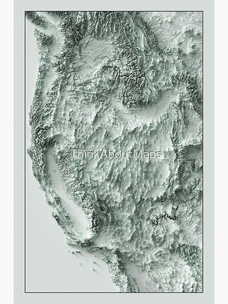 "Western United States Relief Map 3D digitally-rendered" Art Print for ...