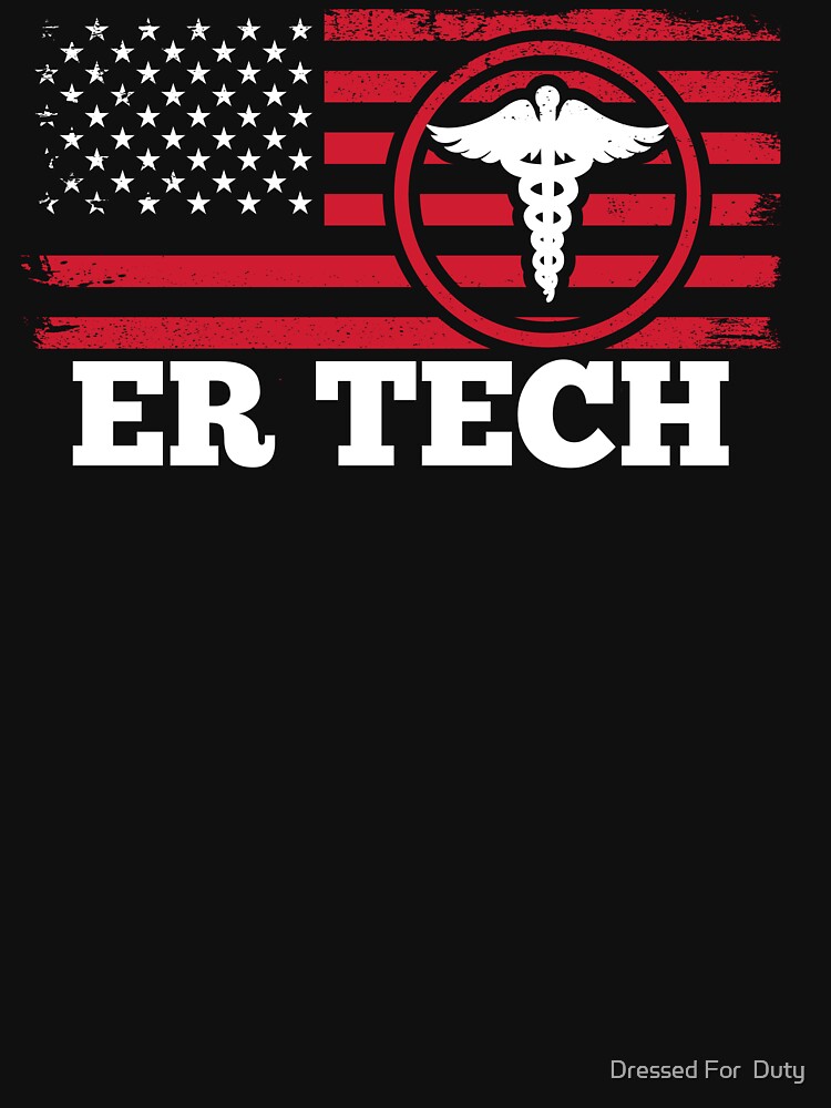 "ER Tech US Flag Emergency Room Technologists ER Technicians" T-shirt ...