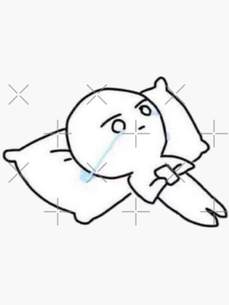 "Crying in bed with phone meme" Sticker for Sale by uncannyjuice ...