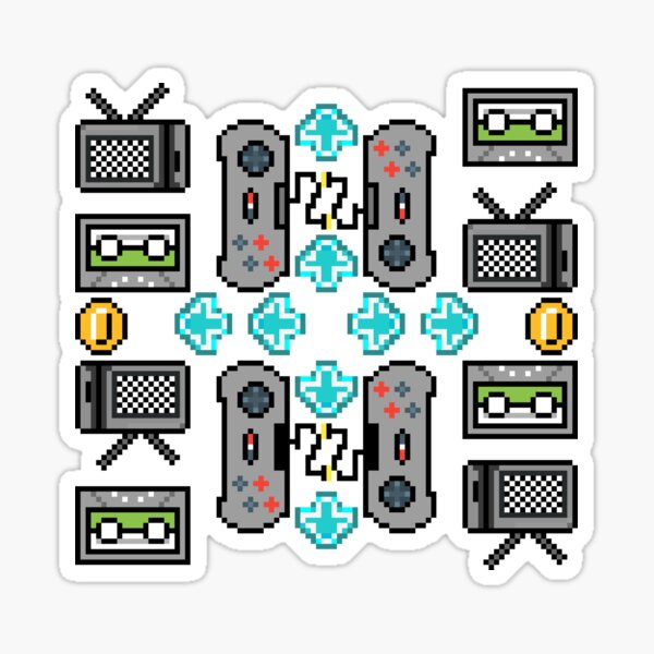 "Retro Gaming Nostalgia Vintage TV - Pixel Art Patterns " Sticker by ...