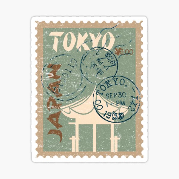 "Tokyo Postage Stamp" Sticker for Sale by Primroaddesigns | Redbubble
