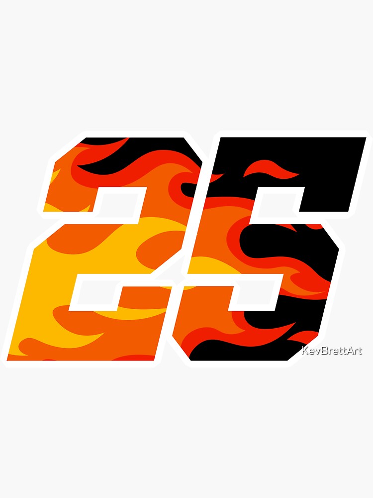 "On Fire Racing Car Number 25 Decal" Sticker by KevBrettArt | Redbubble