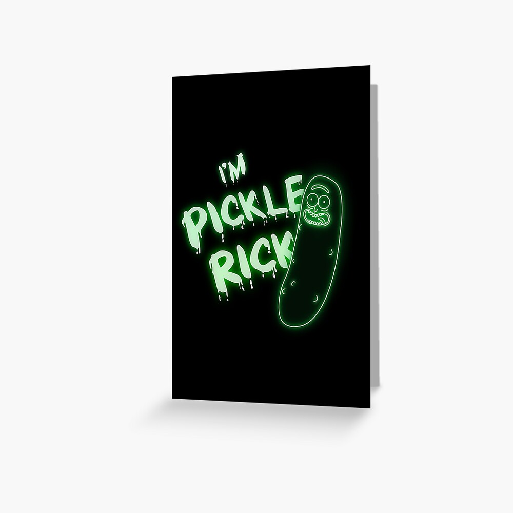 "Neon Pickle Rick" Greeting Card for Sale by BohenArt | Redbubble