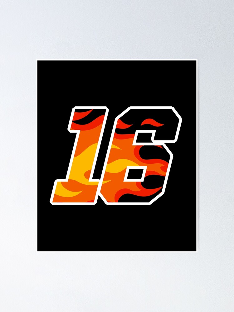 "On Fire Racing Car Number 16 Decal" Poster by KevBrettArt | Redbubble