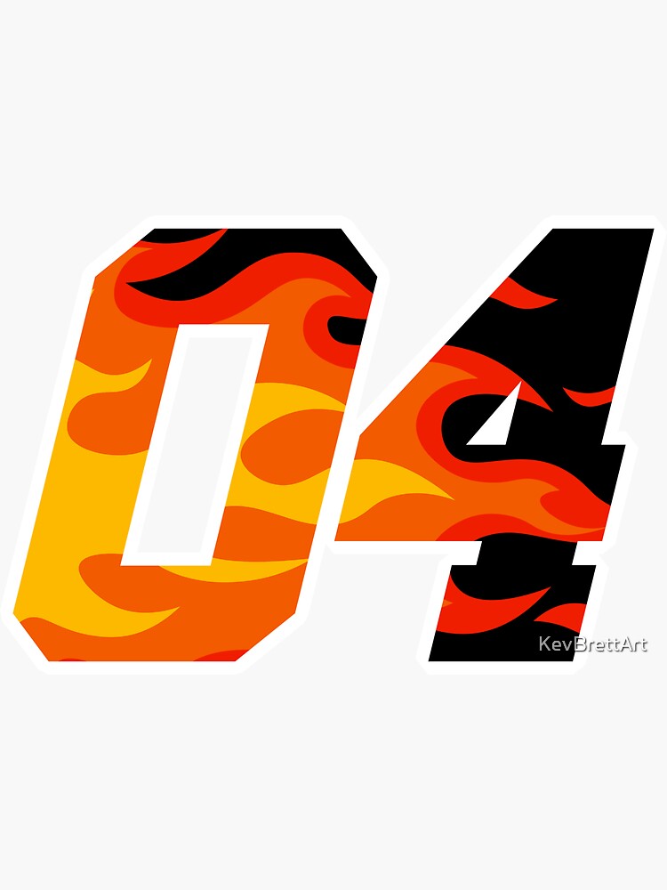 "On Fire Racing Car Number 04 Decal" Sticker for Sale by KevBrettArt ...