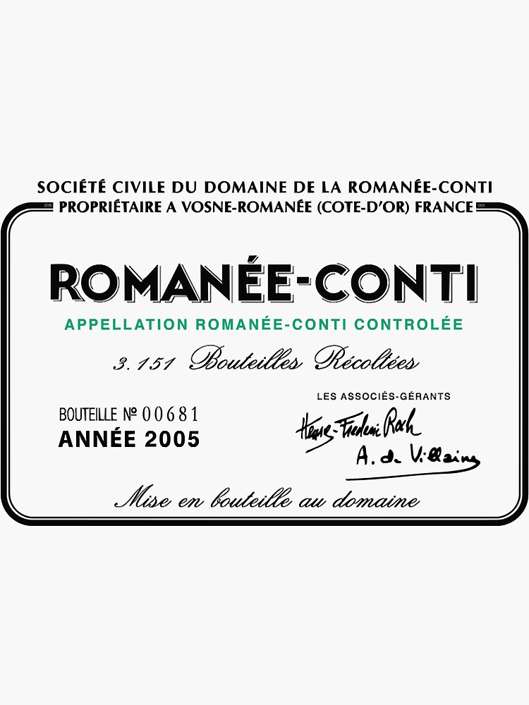 "Domaine Romanée-Conti Label Classic T-Shirt.png" Sticker for Sale by ...