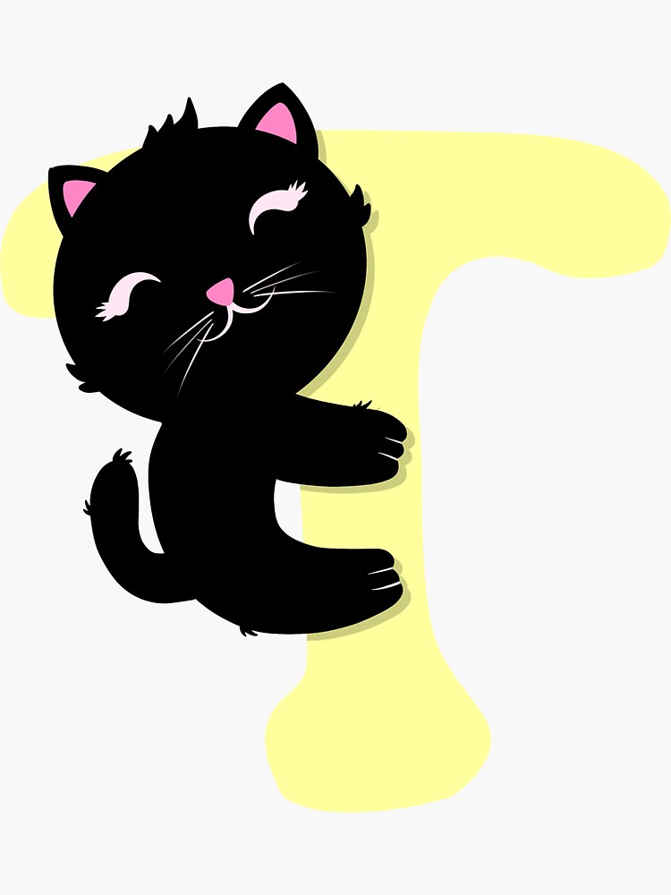 "Letter T Cat" Sticker by Minaficent | Redbubble