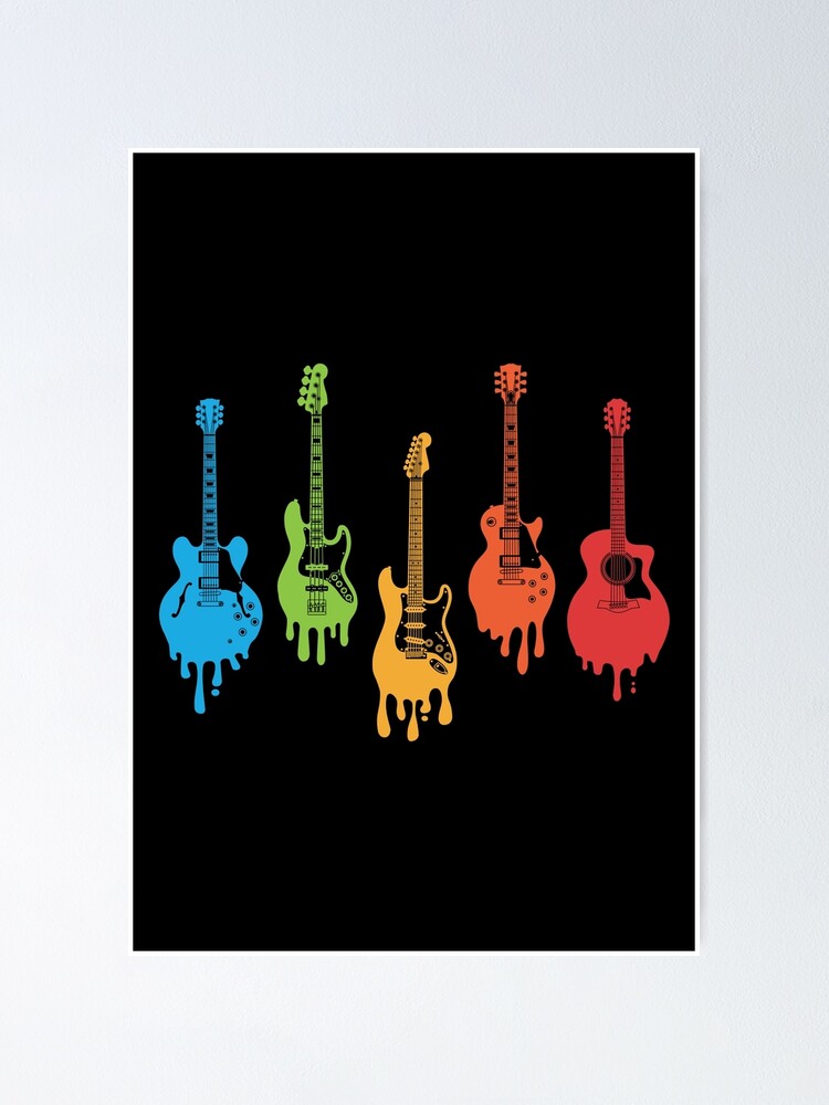 "Dripping Guitars and Bass Multi Colors" Poster for Sale by ...