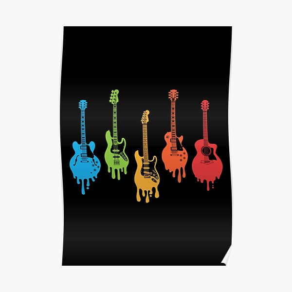 "Dripping Guitars and Bass Multi Colors" Poster for Sale by ...