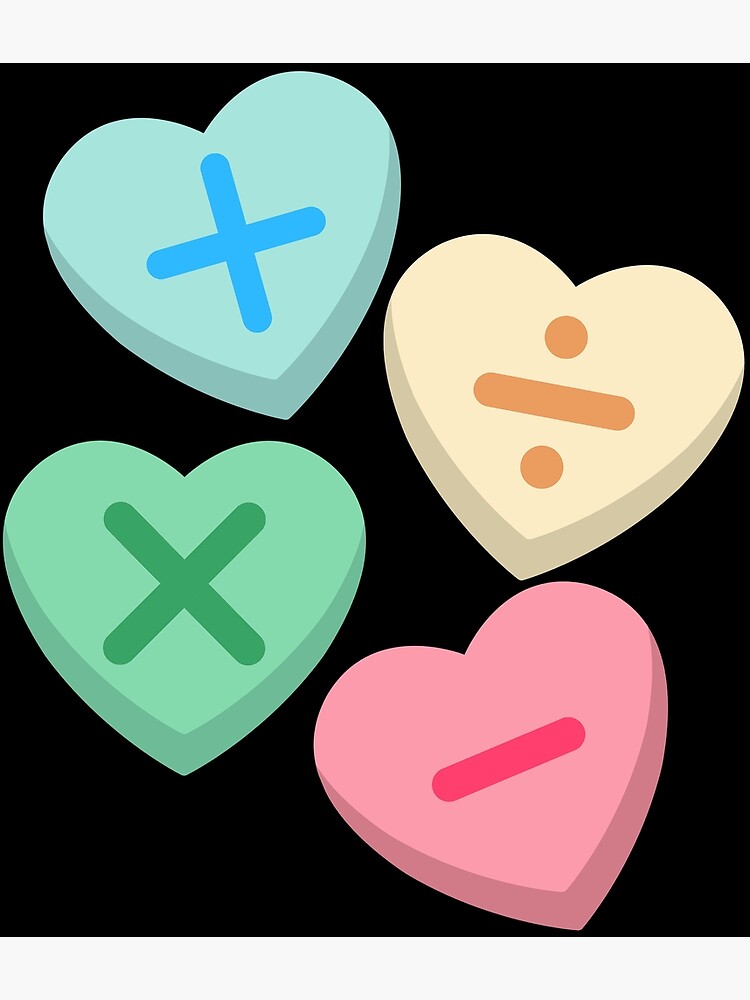 "Valentine's Day Hearts with Math Symbols" Poster for Sale by ...