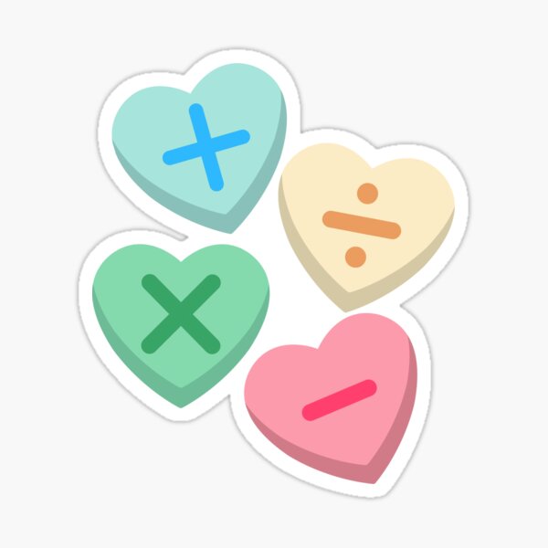 "Valentine's Day Hearts with Math Symbols" Sticker for Sale by ...