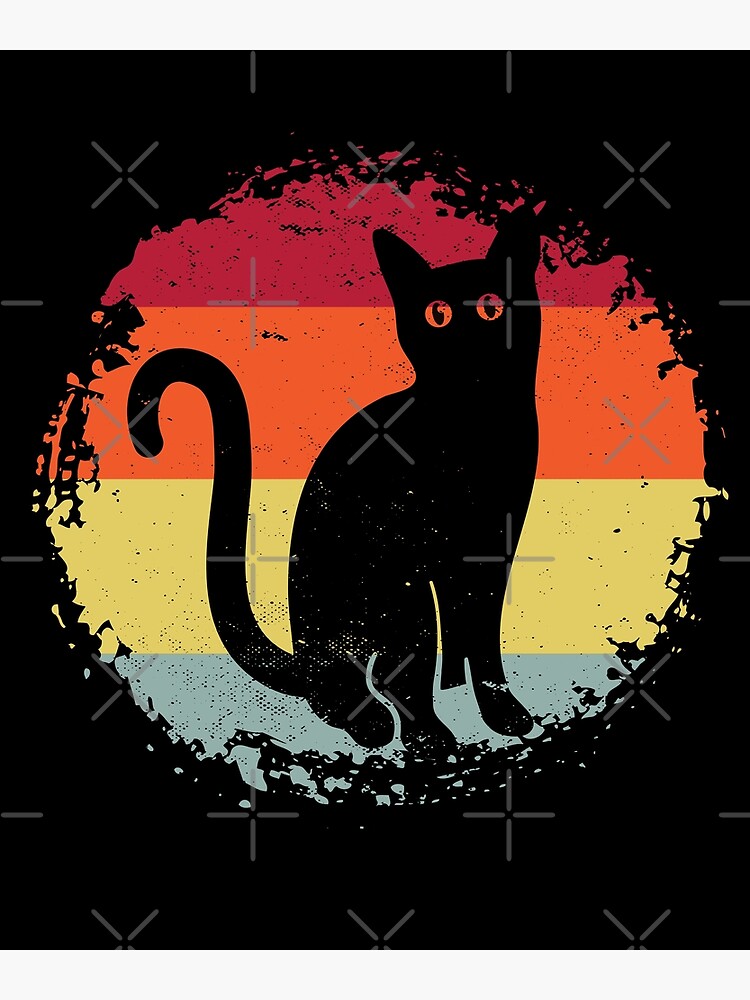 "Retro Style Cat - Colored retro vintage cat silhouette" Photographic ...