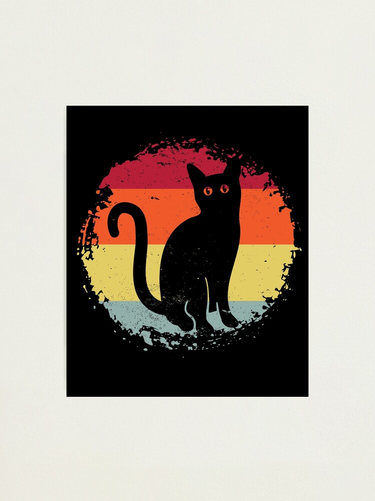 "Retro Style Cat - Colored retro vintage cat silhouette" Photographic ...