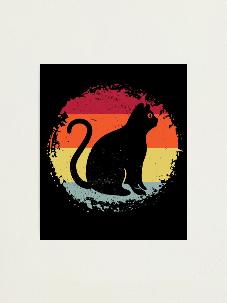 "Retro Style Cat - Colored retro vintage cat silhouette" Photographic ...