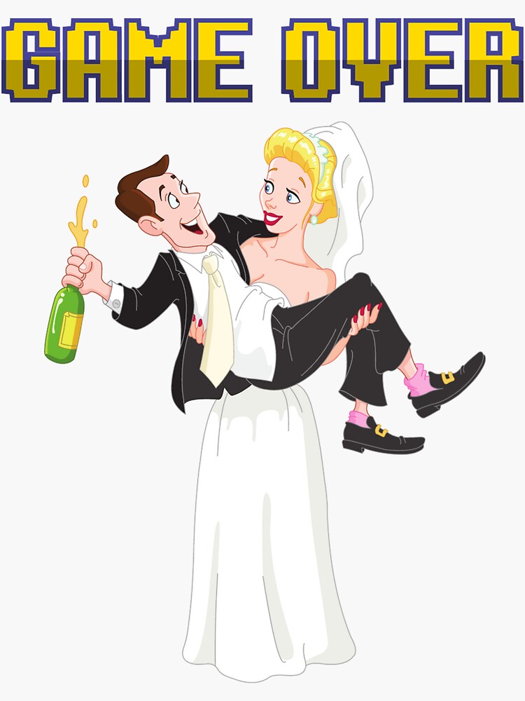 "Married Game Over" Sticker for Sale by MHQdesign | Redbubble