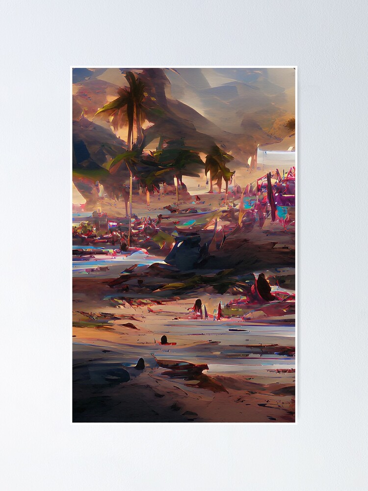 "Trippy Beach" Poster for Sale by HippoSynthwave | Redbubble