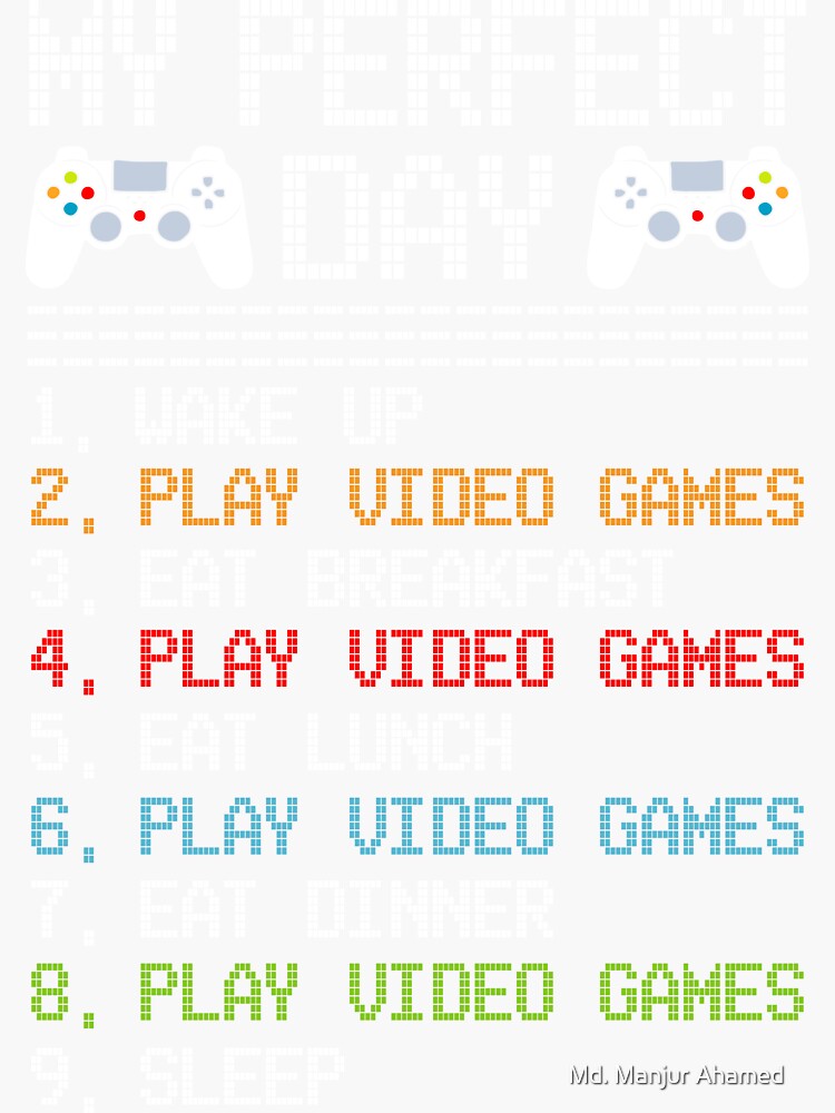 "My Perfect Day Video Gamer Daily Routine Funny Gamer Day Saying Gaming ...