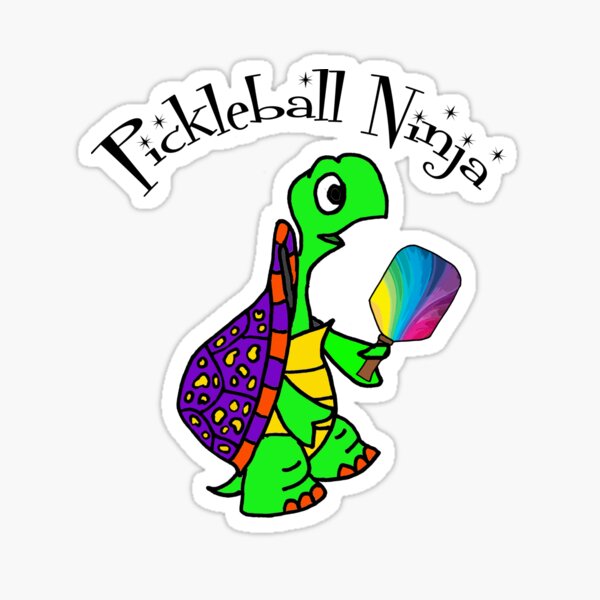 "Funny Turtle Playing Pickleball Ninja Cartoon" Sticker for Sale by ...