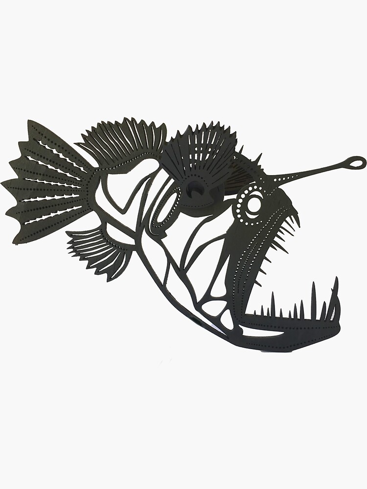 "Deep Sea Scary Angler Fish Sculpture Art" Sticker by macrumpton ...