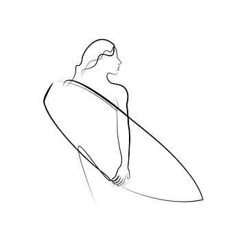 "Girl surfer one line art • Woman with surf board single line art ...