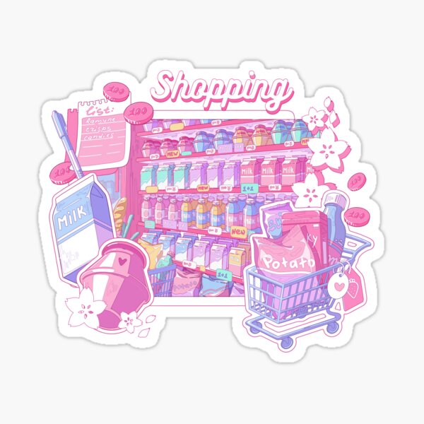 "The cute groceries and the shopping related things" Sticker for Sale ...