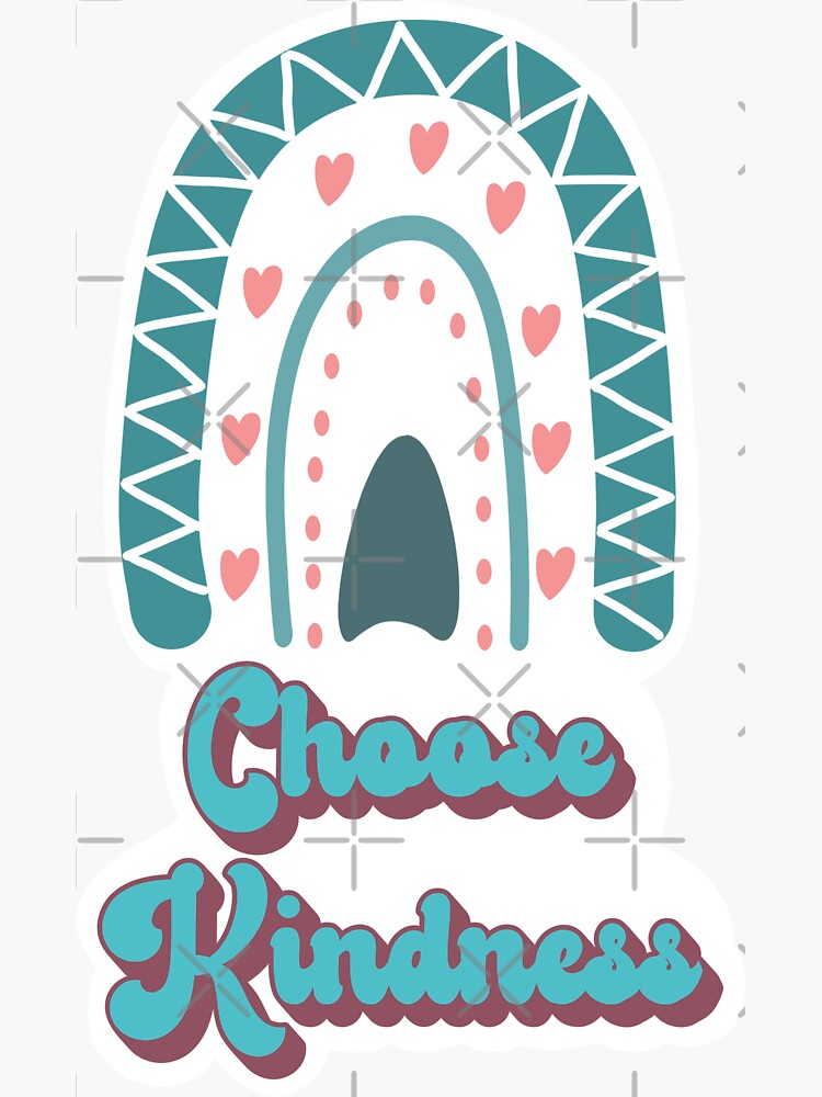 "Choose Kindness Vintage Retro Boho Rainbow Positivity" Sticker by ...