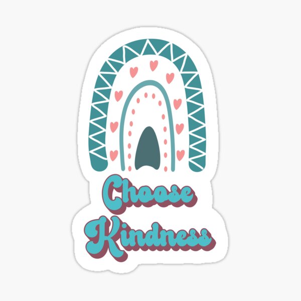 "Choose Kindness Vintage Retro Boho Rainbow Positivity" Sticker by ...