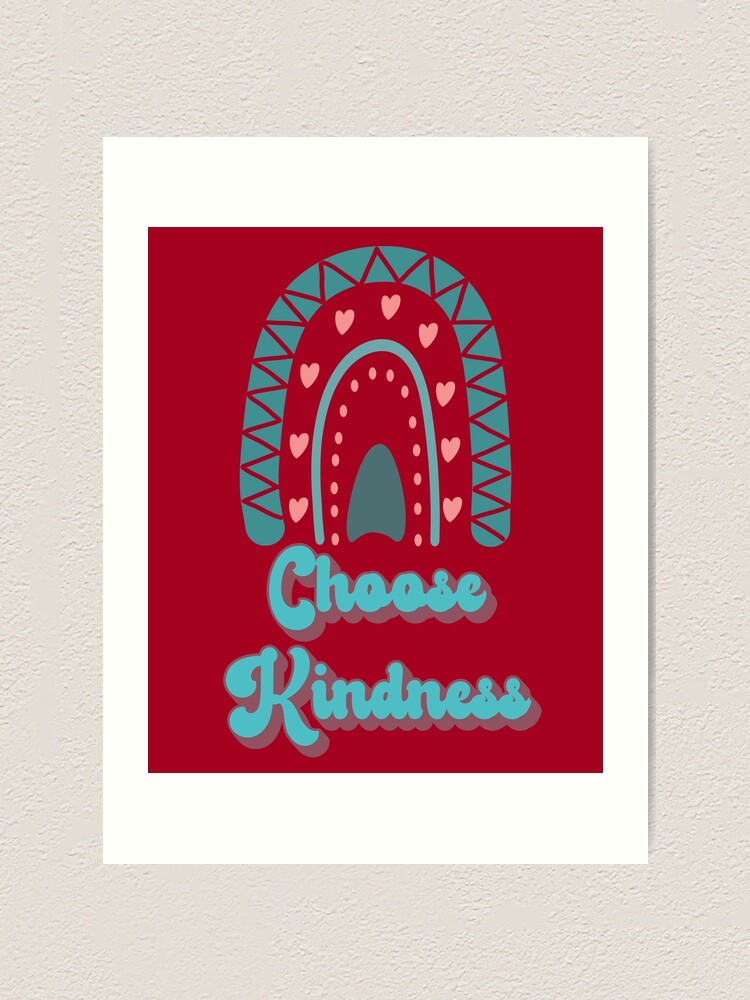 "Choose Kindness Vintage Retro Boho Rainbow Positivity on Burgundy ...
