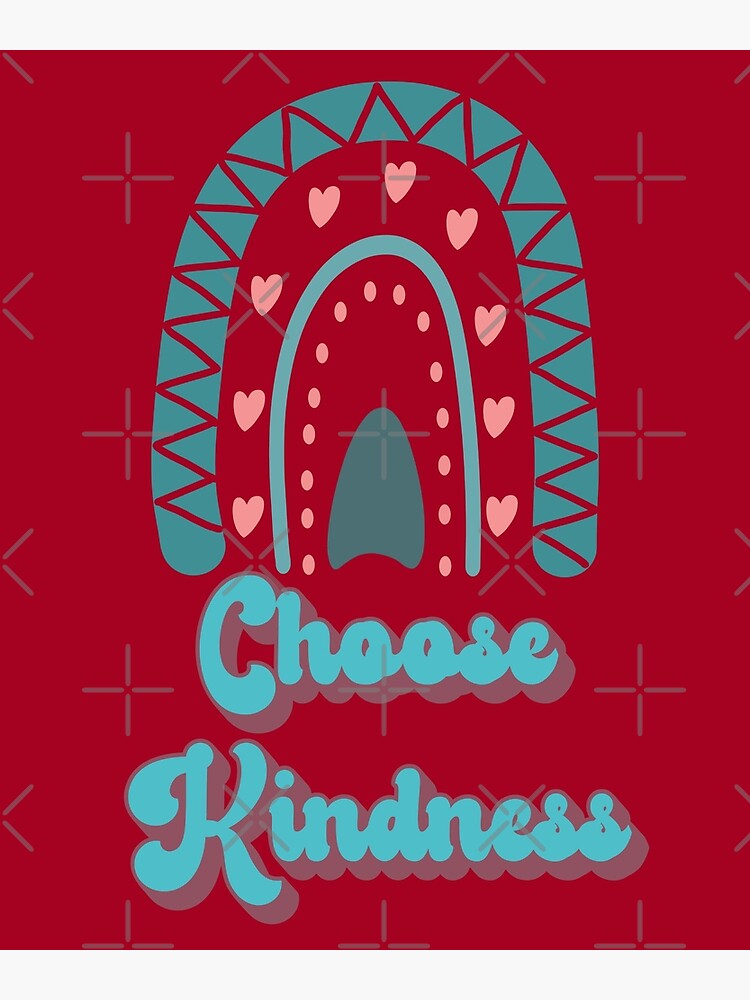 "Choose Kindness Vintage Retro Boho Rainbow Positivity on Burgundy ...