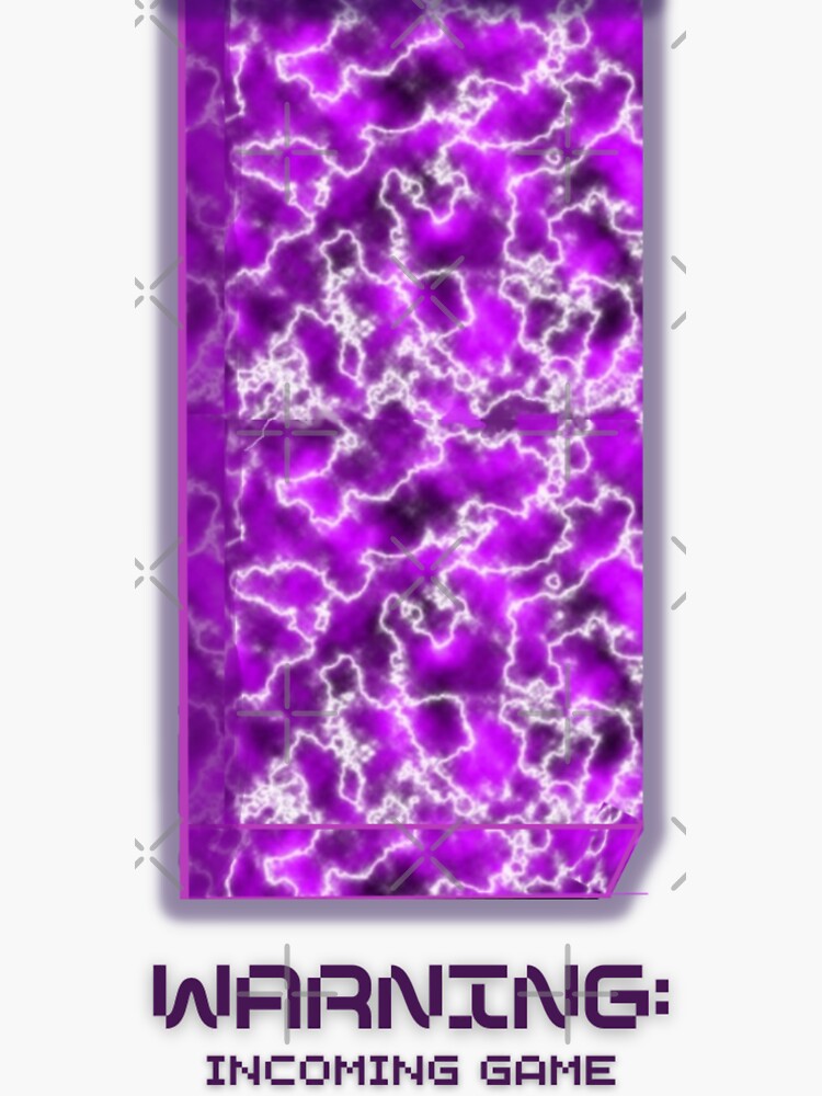 "WARNING: Incoming Game (Purple Background)" Sticker for Sale by ...