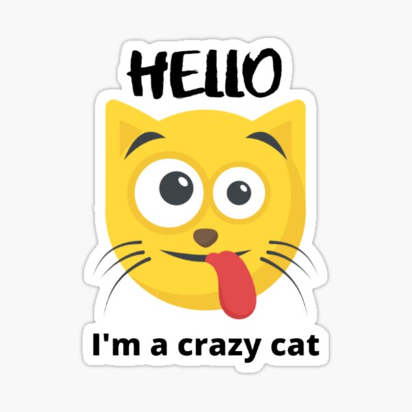 "funny Hello Im a crazy cat quirky hello im meme name tag nametag label ...