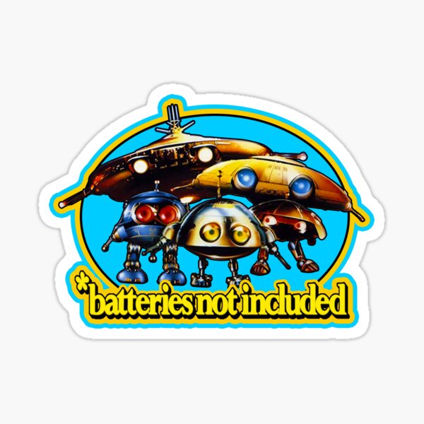 "Batteries Not Included Robots" Sticker by mimicool317 | Redbubble
