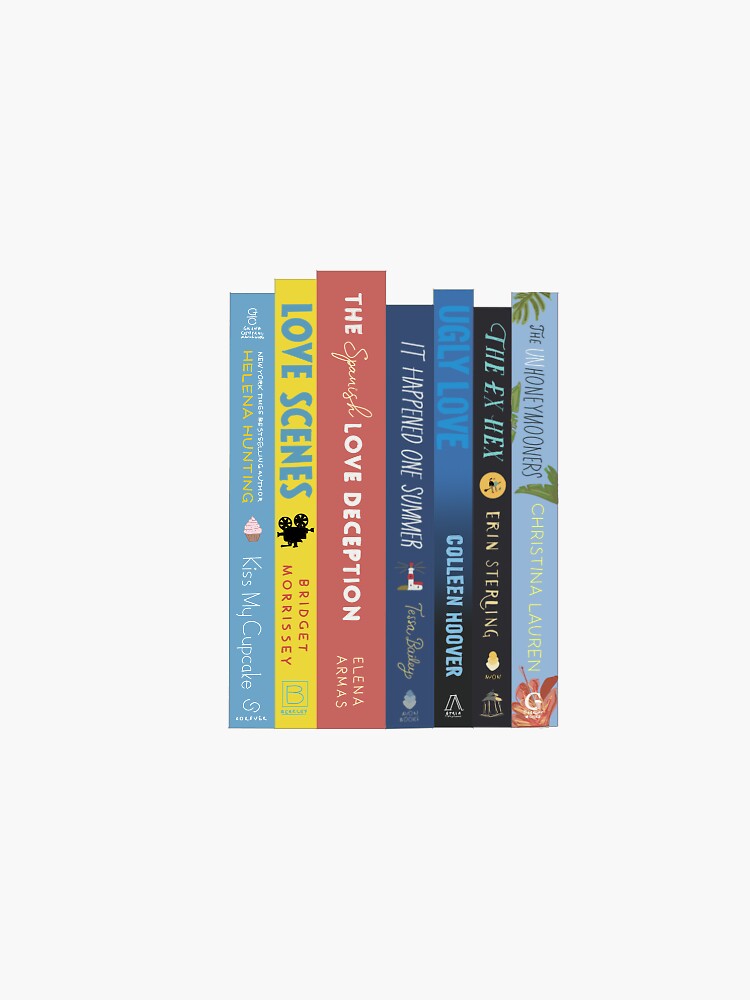 "romance book stack" Sticker for Sale by cbarbou1 | Redbubble