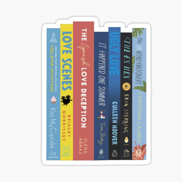 "romance book stack" Sticker for Sale by cbarbou1 | Redbubble