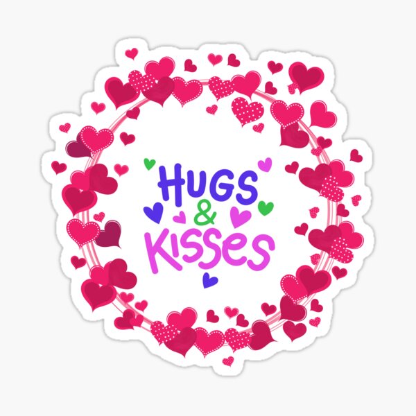 "Hugs and kisses heart frame design" Sticker for Sale by nutureclub ...