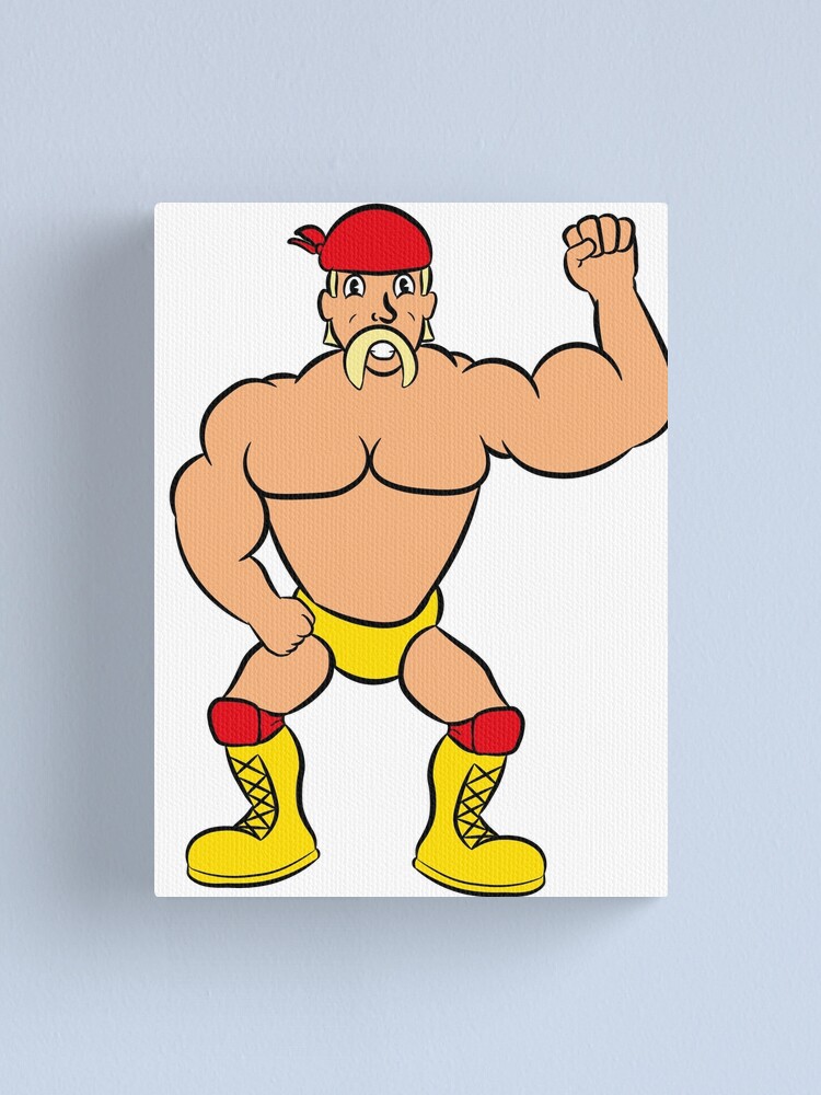 "cartoon 80's 90's wrestler tanned muscles" Canvas Print for Sale by ...