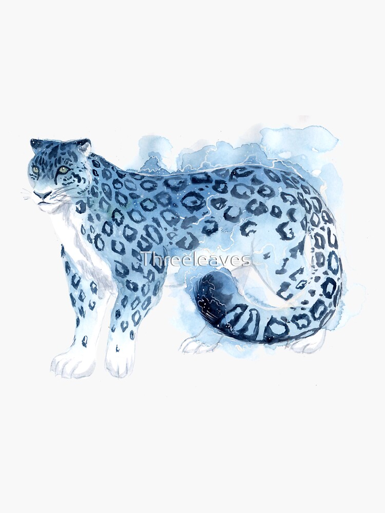 "Watercolor Snow Leopard" Sticker for Sale by Threeleaves | Redbubble