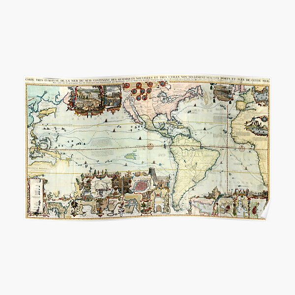 "World Map, 1719 by Henri Chatelain" Poster for Sale by nextstepdesigns ...