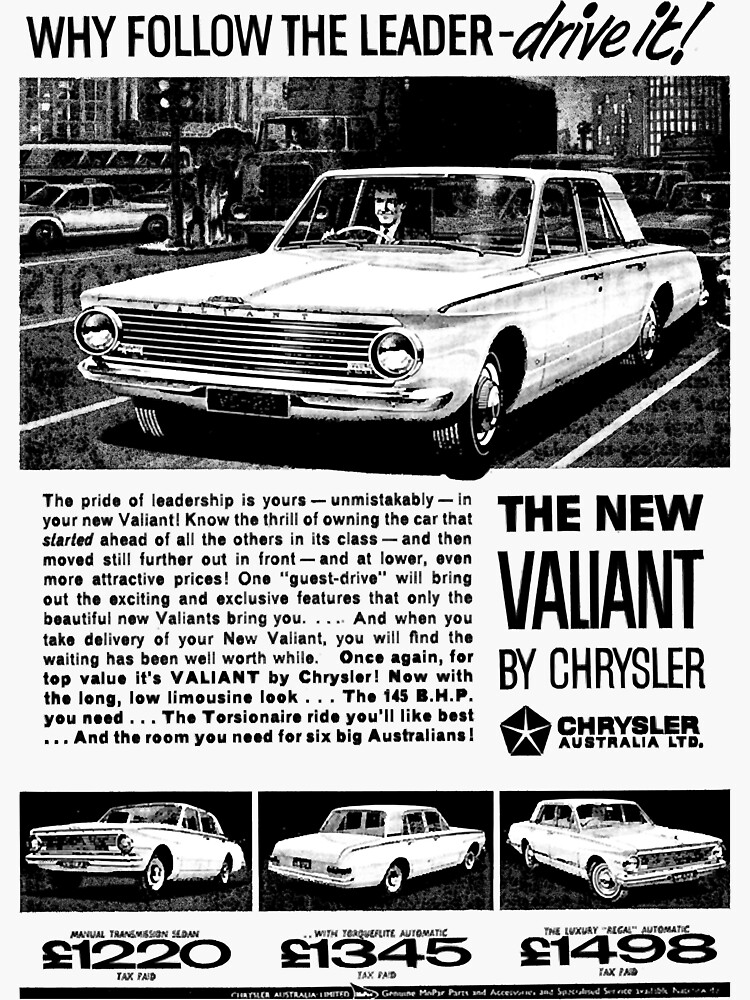 "CHRYSLER VALIANT Classic" Sticker for Sale by sawyershamagda | Redbubble