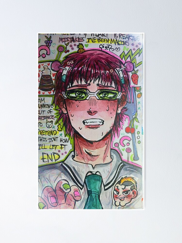 "Saiki K Traditional Drawing Fanart" Poster for Sale by bitesizedsponge ...