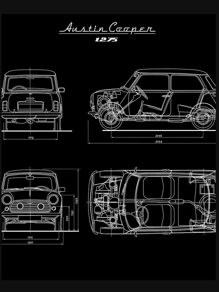"Classic mini Blueprint Graphic" T-shirt for Sale by sherrodixella ...