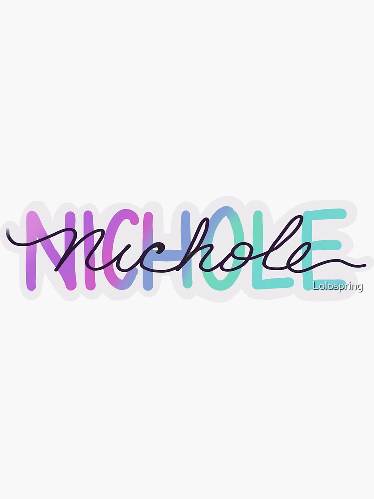 Pegatina «Diseño de nombre Nichole Mermaid Rainbow con bloque y letras ...