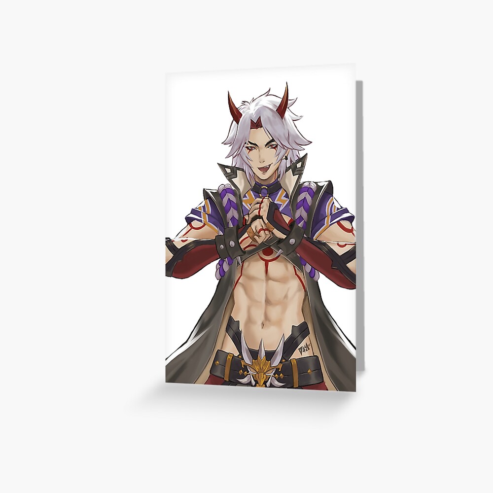 "itto genshin impact fanart" Greeting Card by demongodd | Redbubble