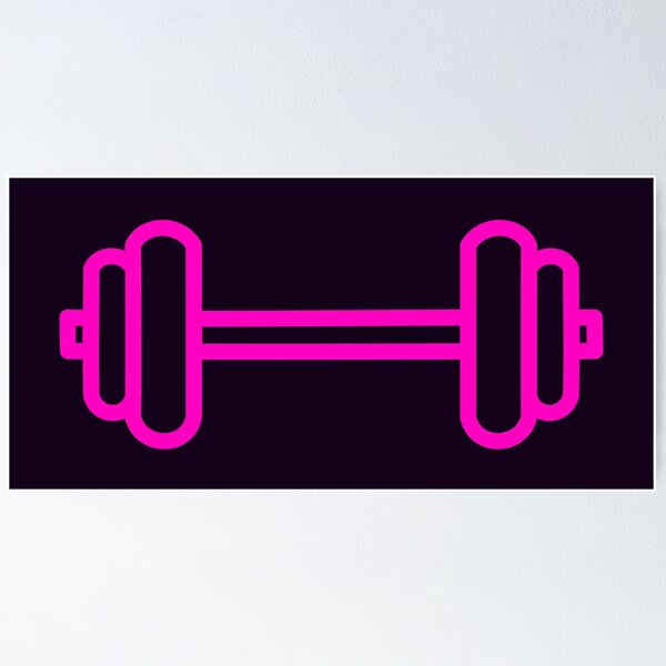 "barbell pink neon weight lifting strength" Poster for Sale by ...