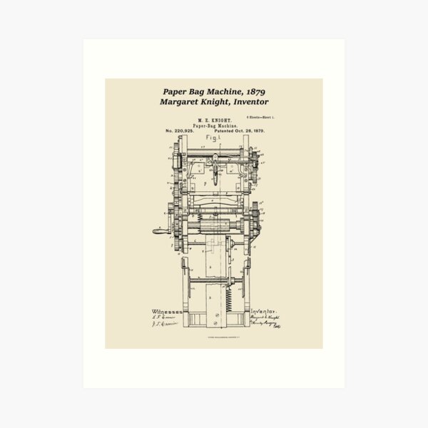 "Margaret Knight, Inventor of the Paper Bag Machine" Art Print for Sale ...