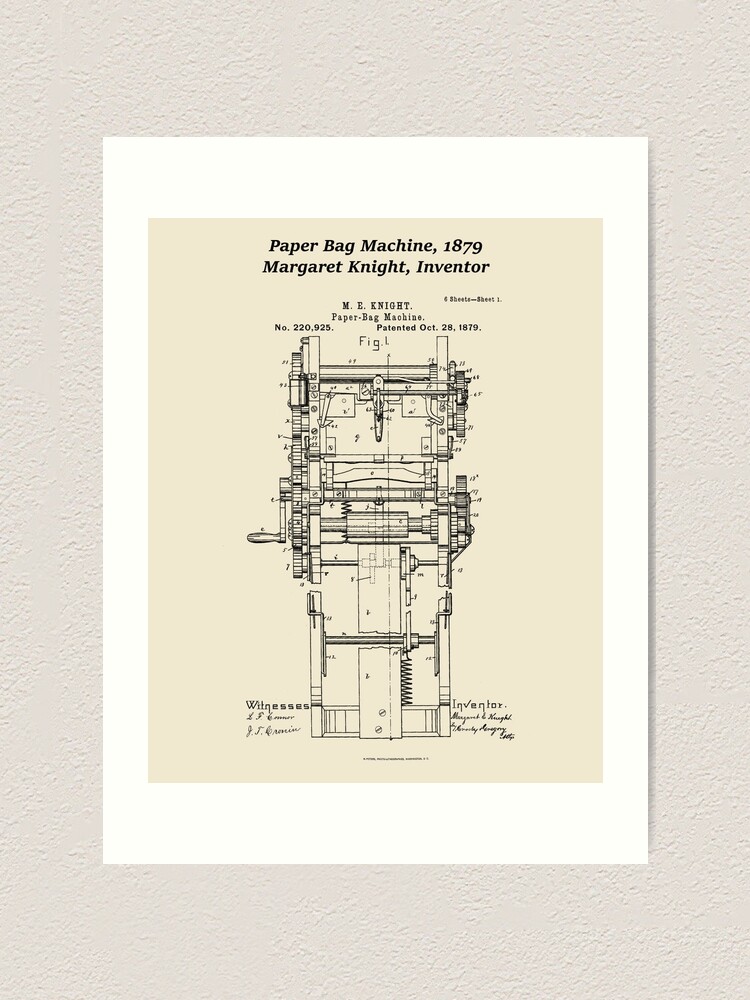 "Margaret Knight, Inventor of the Paper Bag Machine" Art Print for Sale ...