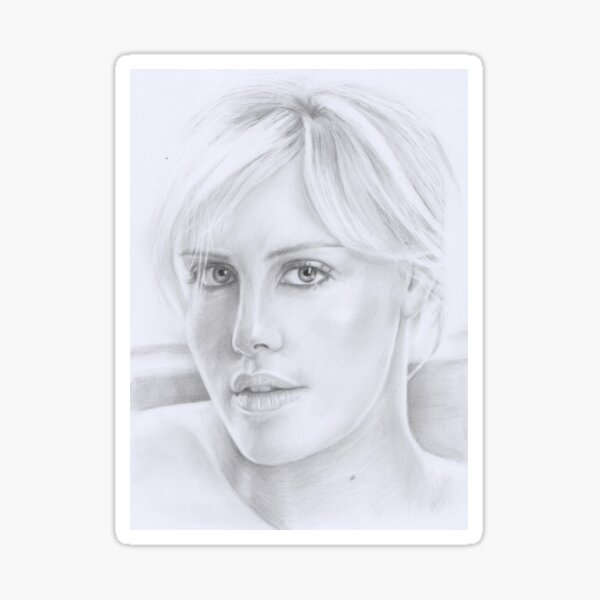 "A Portrait of Charlize Theron" Sticker by Rockberry | Redbubble