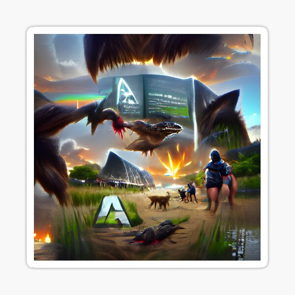 "AI generated art, ARK Survival evolved" Sticker for Sale by ...