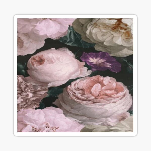 "Bold Retro Floral Flowers Charcoal Grey Background" Sticker for Sale ...