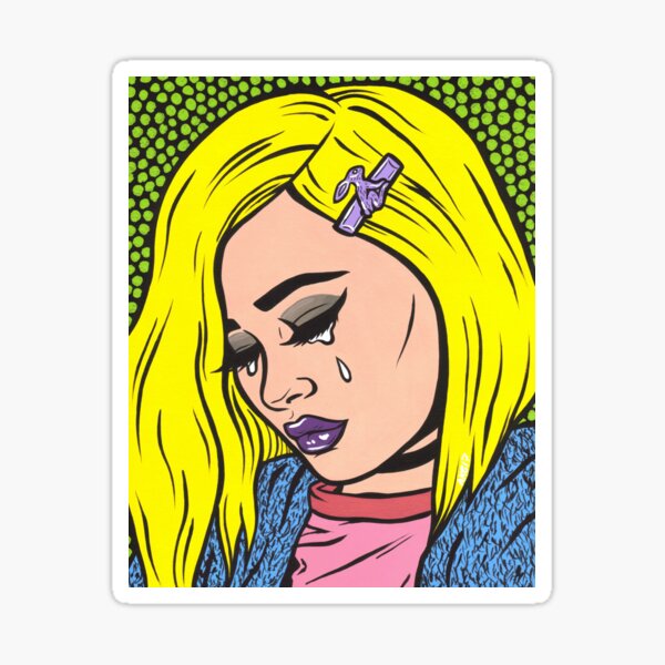 Blonde Crying Grunge Comic Girl Sticker For Sale By Turddemon Redbubble